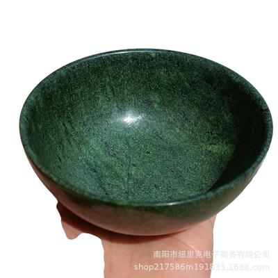 藏玉王石茶碗 玉茶杯墨绿玉  玉碗具直播供货