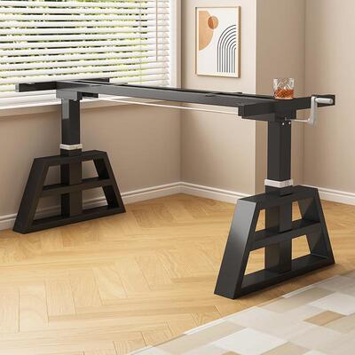 ?餐手摇升降茶桌腿支架功可调OBU节办公电脑桌支撑架多能岩板几桌