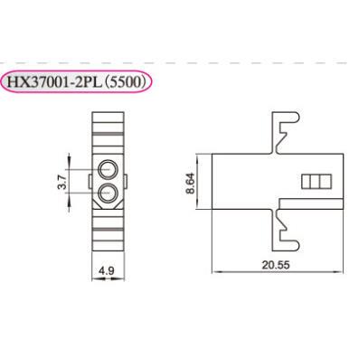 红星接插件HX37001 5500-2PL 3P 4P 6P 9P 12PL 带翅 连接器3.7mm