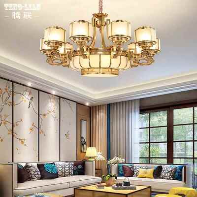 中式别客厅餐厅吊灯新式全铜卧室书吊灯中房酒65550店大厅墅复式