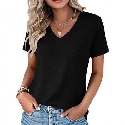 Colorful Cotton V-Neck Short Sleeve T-Shirt 3-Piece Set,