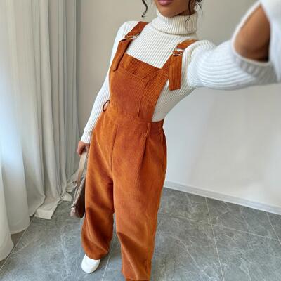 Women's Casual Woven Jumpsuit Overalls with Adjustable