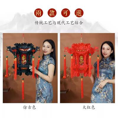中式SNA仿古六龙灯角旋红灯笼宫灯走灯新年阳台大转门口吊灯马装