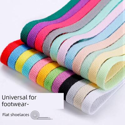 1Pair Flat Shoelaces for Sneakers Fabric Shoe laces White