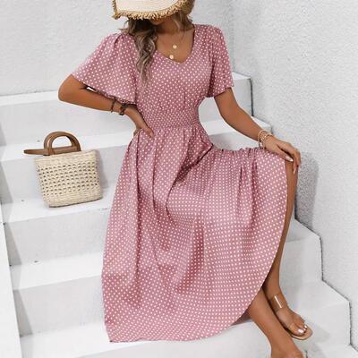 Wave Point Dress Womens Casual Summer Style Elegant Party