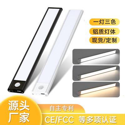 超薄智能人体感应灯 充电式长条磁吸自粘led酒柜橱柜衣柜灯条灯带