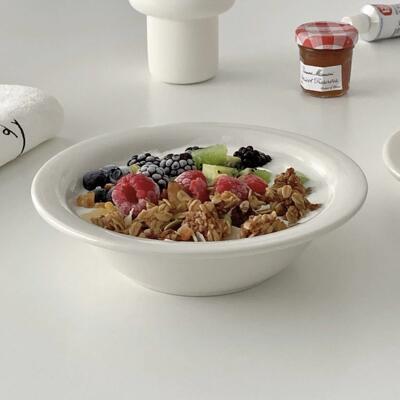 餐桌上-乳白色系列6.7英寸陶瓷早餐碗酸奶碗家用碗300毫升