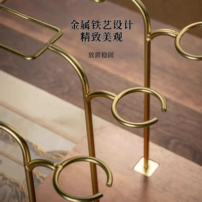 中式高档酒柜红酒杯架子家用倒挂酒架葡萄高脚杯置物架收纳架摆件