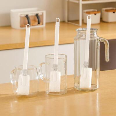 Cellulose sponge cup brush with long handle, specially desig