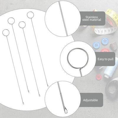 1-5PCS Stainless Steel Sewing Loop Turner Hook Turning Fabri