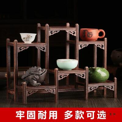 鸡翅木实茶具紫架小博木古架摆多件宝格阁砂壶架子奇石F95TTM8J底