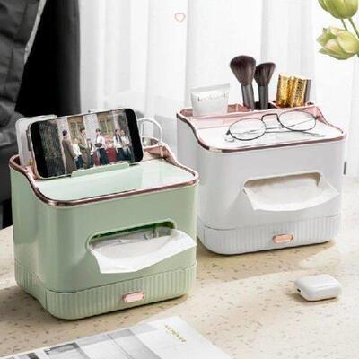 Multifunctional Light Luxury Desktop Tissue Box Paper Towel