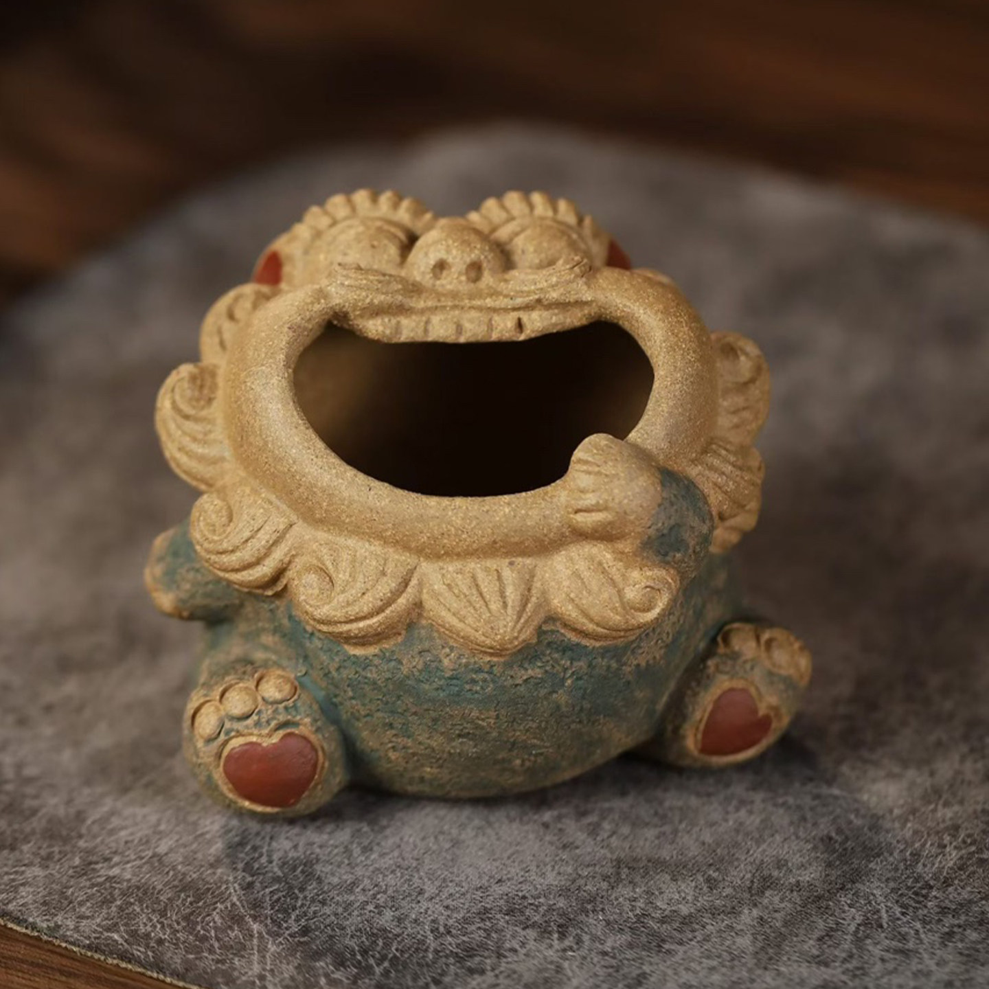 宜兴精品紫砂茶宠 醒狮烟灰缸 原矿段泥 茶道周边茶桌茶玩摆件