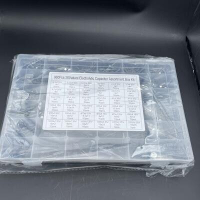 36种容值(0.1uf-2200uf)1000uf 25V35V插件铝电解电容器盒960PCS