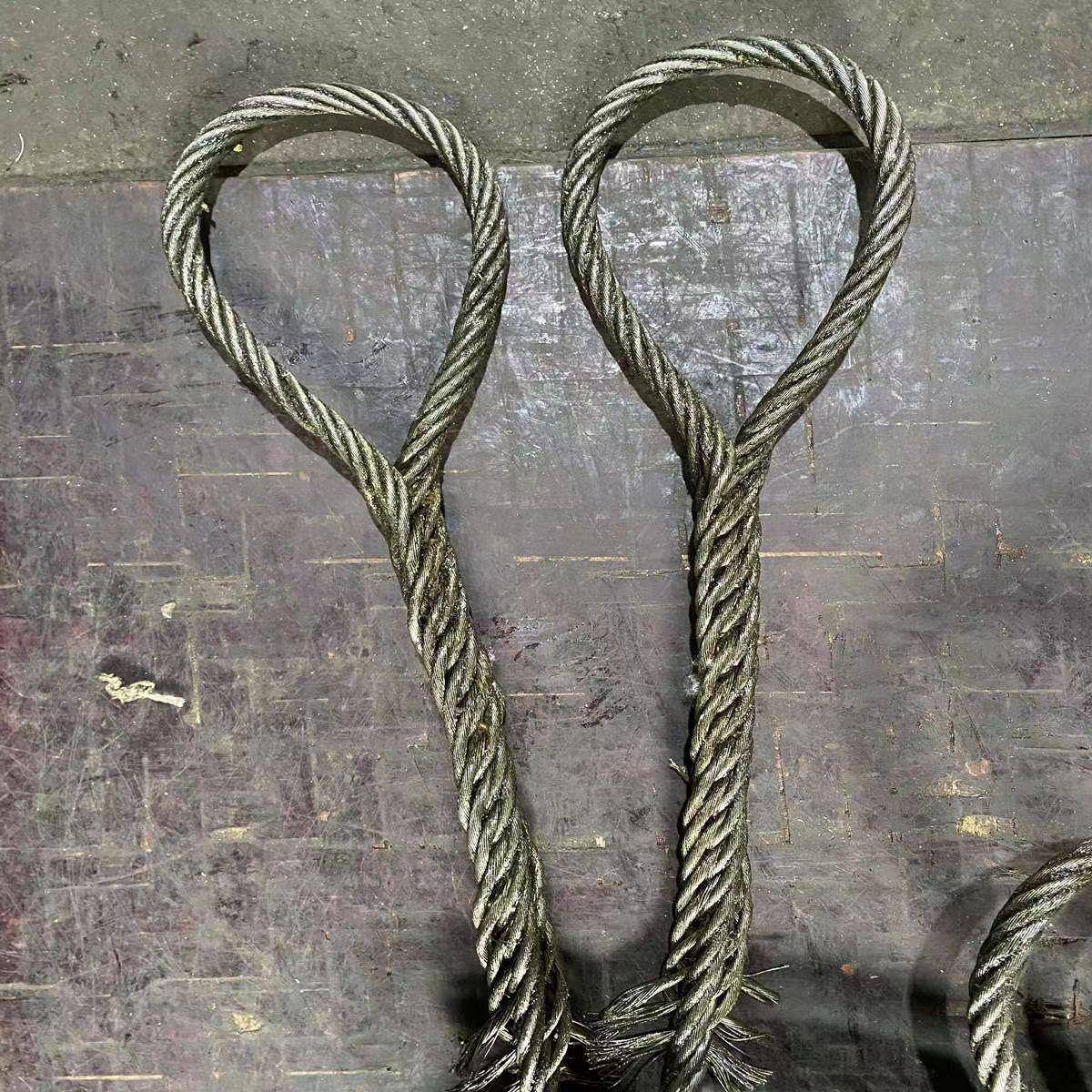 手编头双钢丝绳起重吊吊车装吊索具扣插编头0公工分行车142油丝绳