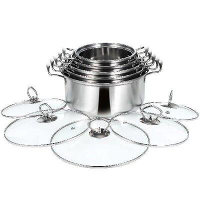 5 Sets Stainless Steel Double Ear Soup Pot Induction