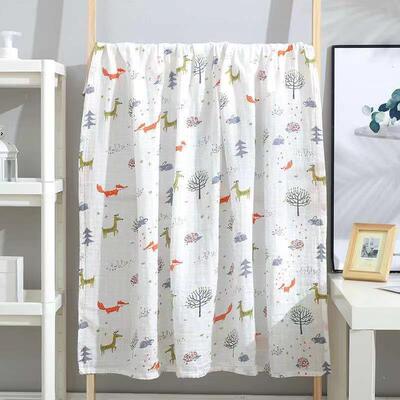 双层纱布包巾新生儿襁褓巾婴儿muslin卡通包单儿童盖毯浴巾