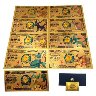 Anime Pokemon Cards Pikachu Pokeball gold banknote pvc Bankn