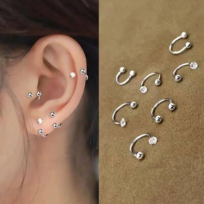 2 Pcs Stainless Steel Tragus Piercing Helix Studs Earrings f