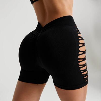 Women Cut Out Waist Biker Shorts Casual Comfy Breathable