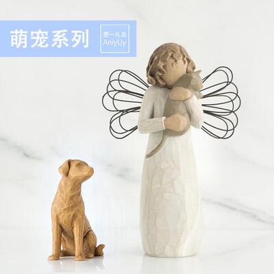 愿 一礼物】美国willow tree 宠物系列小猫小狗 人物摆件手工雕像
