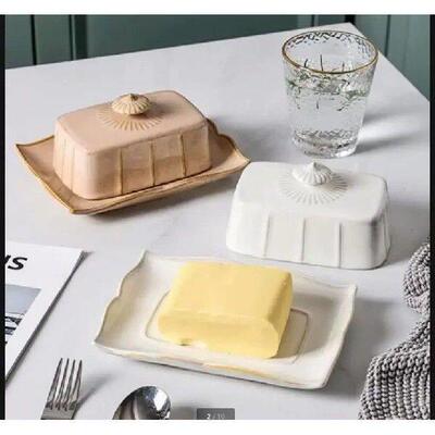 Ceramics Tableware Butter Box with Lid Butter Dish Cheese
