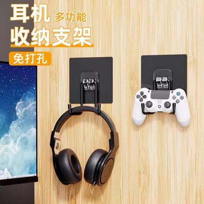 No-drill computer headset stand, hook for headphones and gam