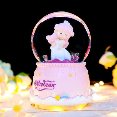 Couple gifts crystal ball music box lit snow sky city music