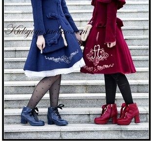 an*tai*na* LOLITA COS复古典雅风格丝带镂空单鞋9973方跟防水台