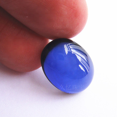 平底素面宝石裸石粉熔坦桑蓝宝石