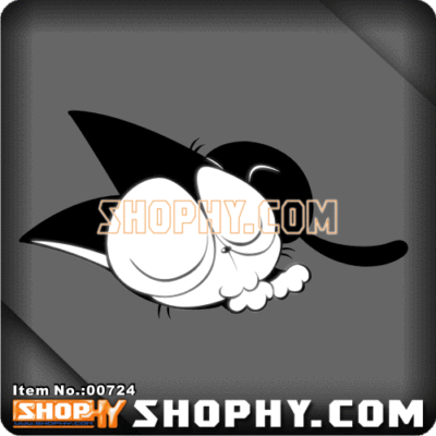 汽车踏板车贴纸3M反光贴00724小黑猫