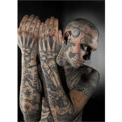 万圣节饰品道具装饰纹身袖套防晒刺青袖套手套无缝越狱骑行袖套男