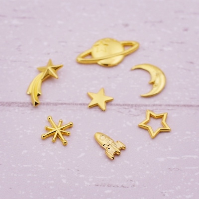 Cooldiy 金色 无尽的宇宙星球 水晶滴胶封入物 饰品配件