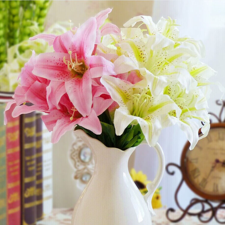 百合花仿真花假花绢花插花新娘手捧花家居饰品客厅摆设装饰花