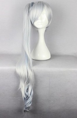 混合颜色的 90cm  银色和白色 短发+单马尾