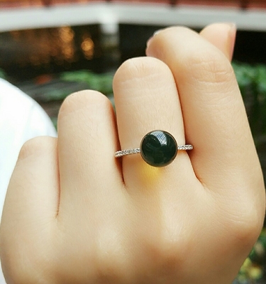 多米尼加墨西哥925银蓝珀戒指