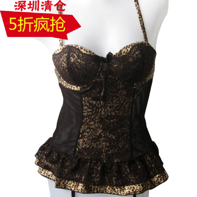 束身衣不可拆吊袜出口内衣蕾丝豹纹文胸式塑身女瘦身衣JY001
