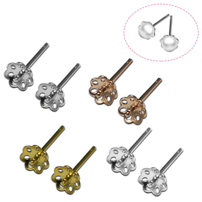 diy饰品配件通体纯银耳针