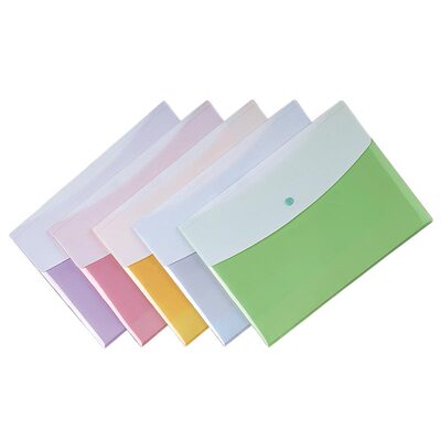 齐心A1827 水果色 双袋按扣袋 A4 横式文件袋 双层收纳整理袋用品