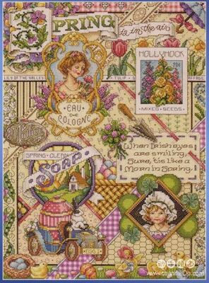 夕绣坊 十字绣图纸打印  Janlynn 023-0491-Spring Sampler春