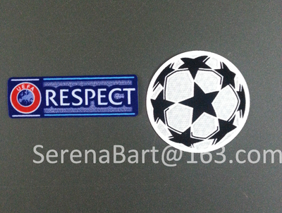 巴萨皇马欧冠公平条公平竞赛章+欧冠球臂章袖章UCL Respect Patch