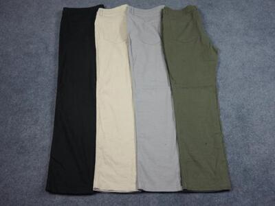 外贸日单女士松紧腰ykk拉链亚麻