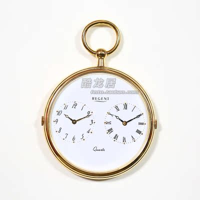 德国石英时钟经典双时区怀表