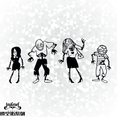 tlp镂空僵尸一家四口定制车贴