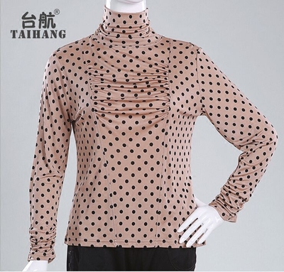 针织高领长袖打底衫打皱桑蚕丝