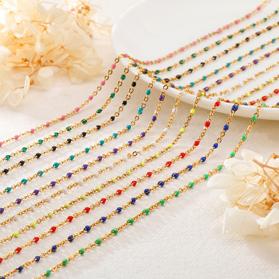 热销Stainless Steel Beads Chain Necklace For Woman S Gold Bo