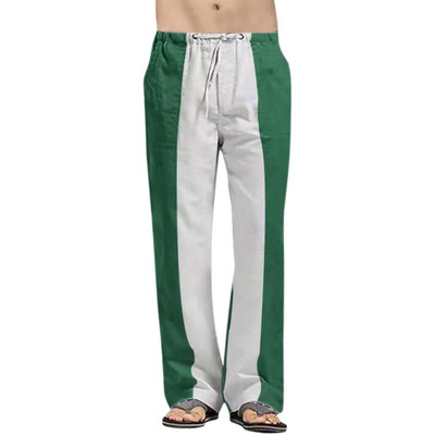 现货Men's Casual Patchwork Pants FullG Length Pants Mid Wais