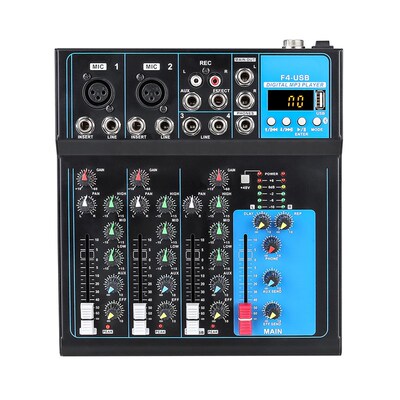 调音台蓝牙USB家用混响演出会议舞D台dj mixer小型4路混音器
