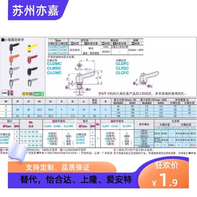 外螺纹小型固定手柄 CLDMC/CLMSC4/5/6/8-8/12/16/20/25/32-B/M/S
