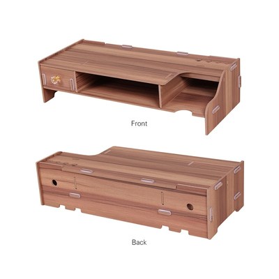 Wooden Monitor Stand Riser Computer Desk Organizer with Keyb